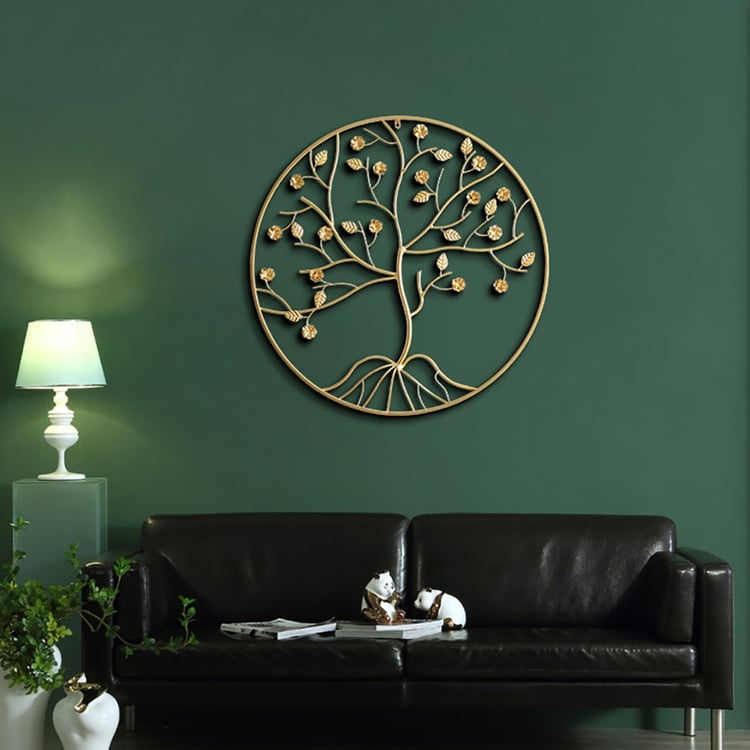 Modern Geometric Golden Round Creative Metal Tree Branches Wall Decor ...