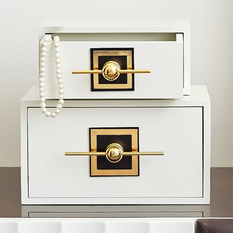 Set of 2 Modern White Jewelry Box with Drawers｜Homary UK