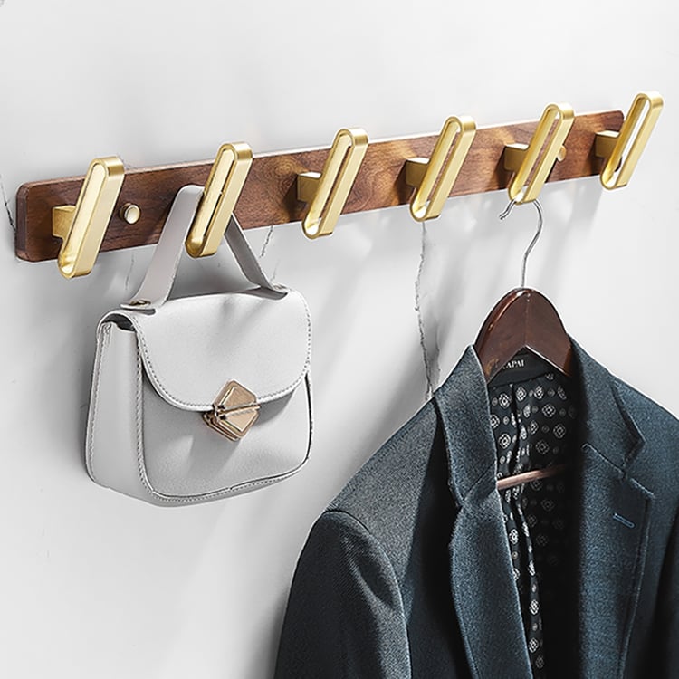 5 Hooks Wall Mounted Walnut Coat Rack in Small | Homary
