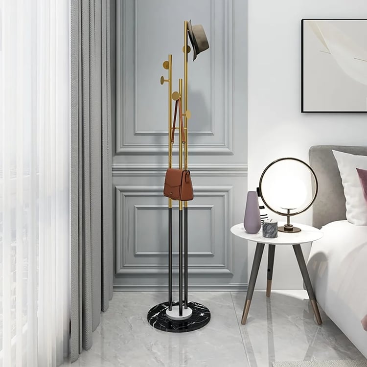 66" Chic Round Hooks Coat Rack in Metal｜Homary