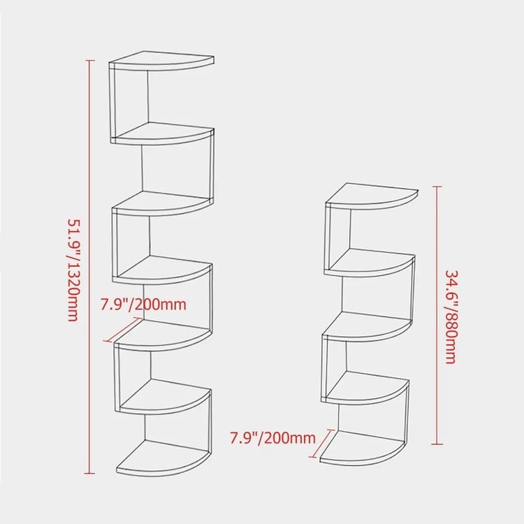 Modern 7-Tiered Floating Shelves for Study in White & Black | Homary UK