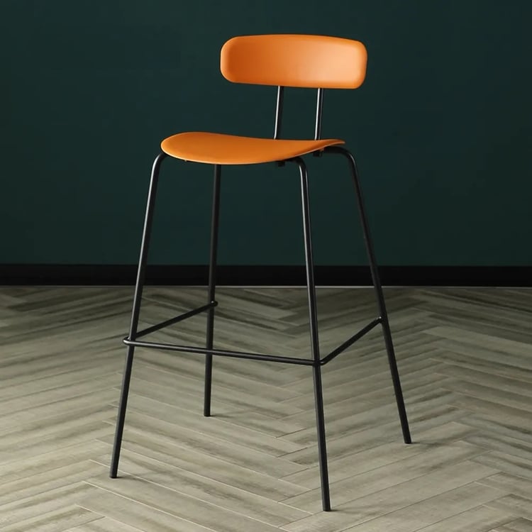 Orange Counter Height Bar Stool PP Plastic Counter Stool with Footrest ...
