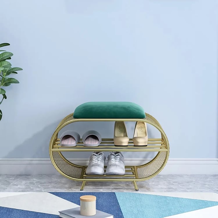 Green Modern Velvet Upholstered Bench Entryway Shoes Storage Bench｜Homary