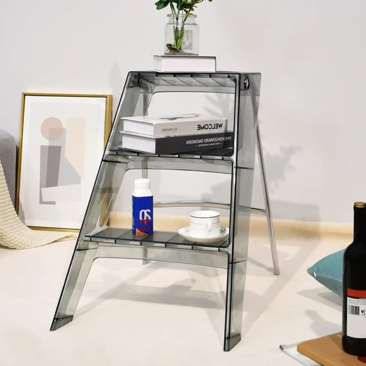 17.3"W x 24"H Acrylic Ladder Bookshelf 3-Tier Storage Rack Shelf｜Homary