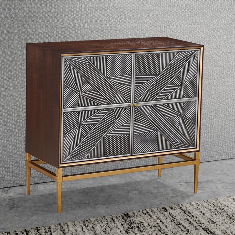 Postmodern Silver Grey Display Cabinet 2-Door 920mm Abstract Cabinet ...