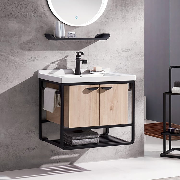 720mm Natural Floating Bathroom Vanity Integral Ceramic Undermount 2 ...