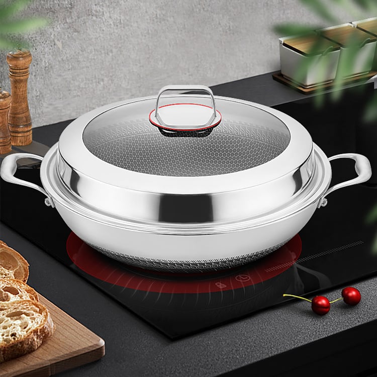 Nonstick Stainless Steel Wok Stir Fry Pan｜Homary UK