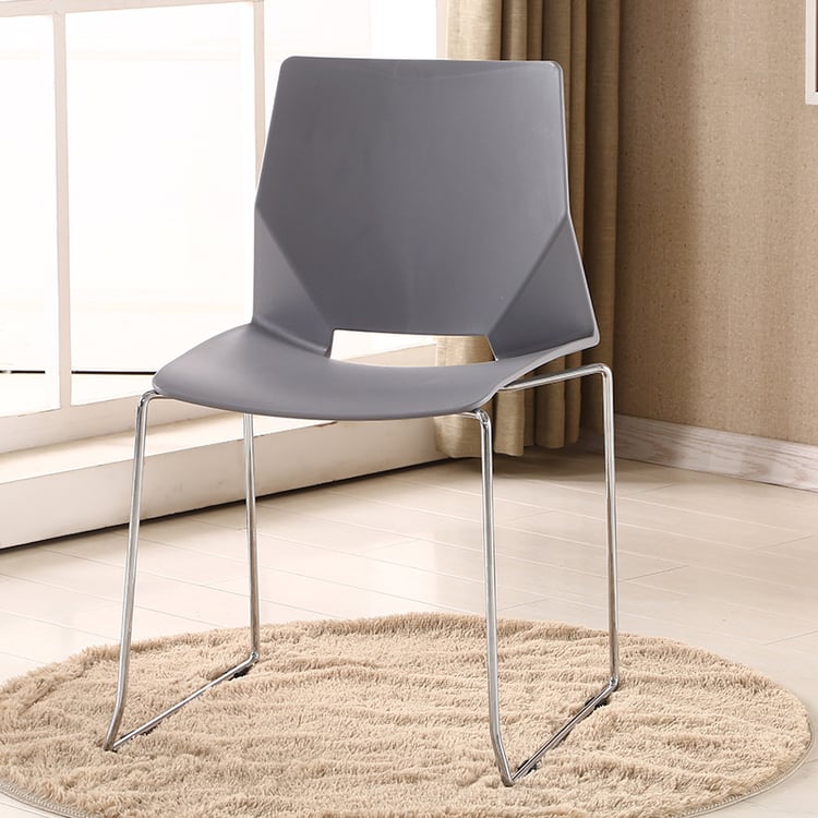 Modern Stackable Plastic Side Chair Dining Chair with Steel Legs Set of ...