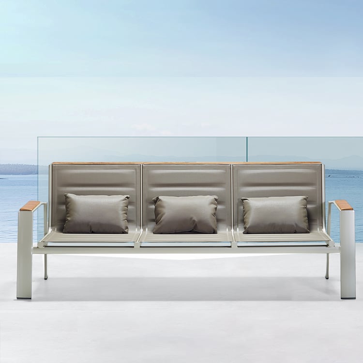 3-Seater Outdoor Bench with Textilene Seat Aluminum Frame | Homary