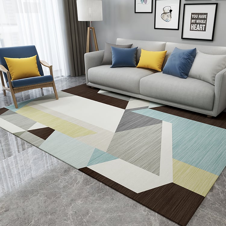 4'×6' Modern Abstract Gradient Geometric Multi-coloured Rectangle Area ...