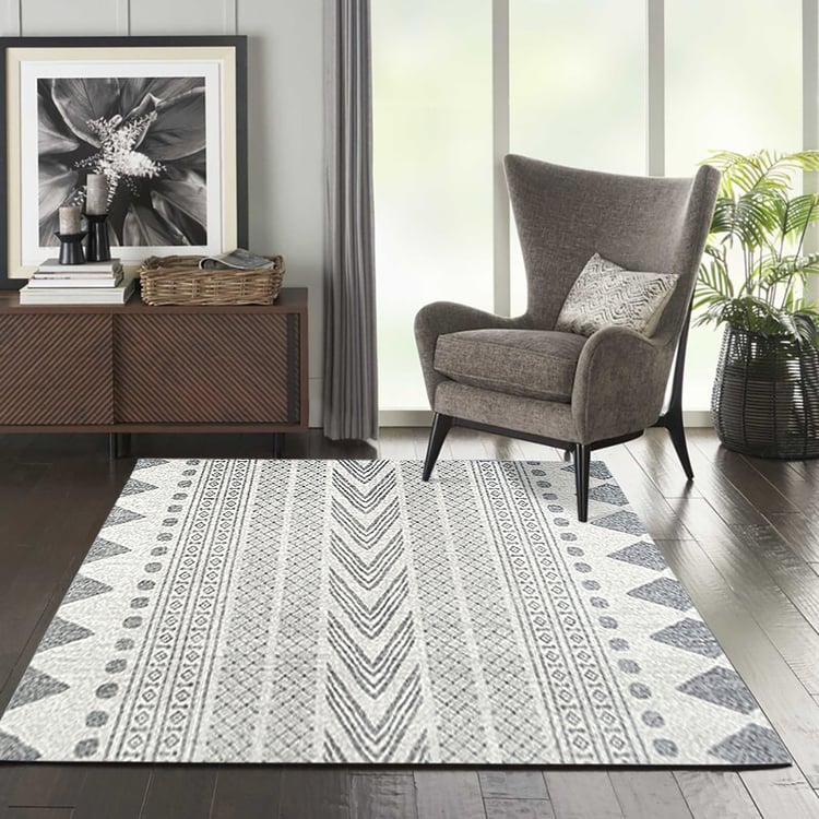 5' × 8' Modern Bohemian Style Geometric Gray Rectangle Area Rug｜Homary