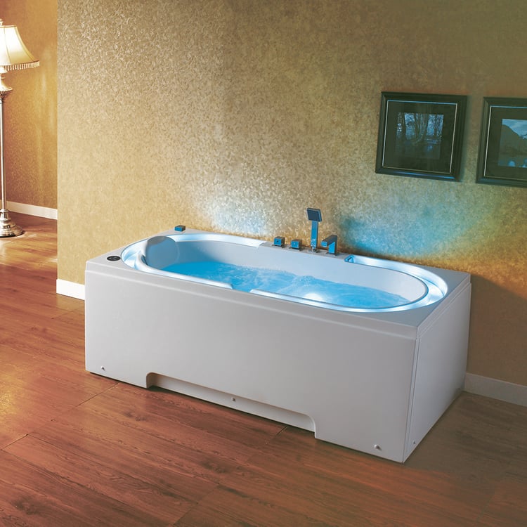67" Freestanding Tub White Acrylic Infinity Bathtub with Whirlpool Jets ...