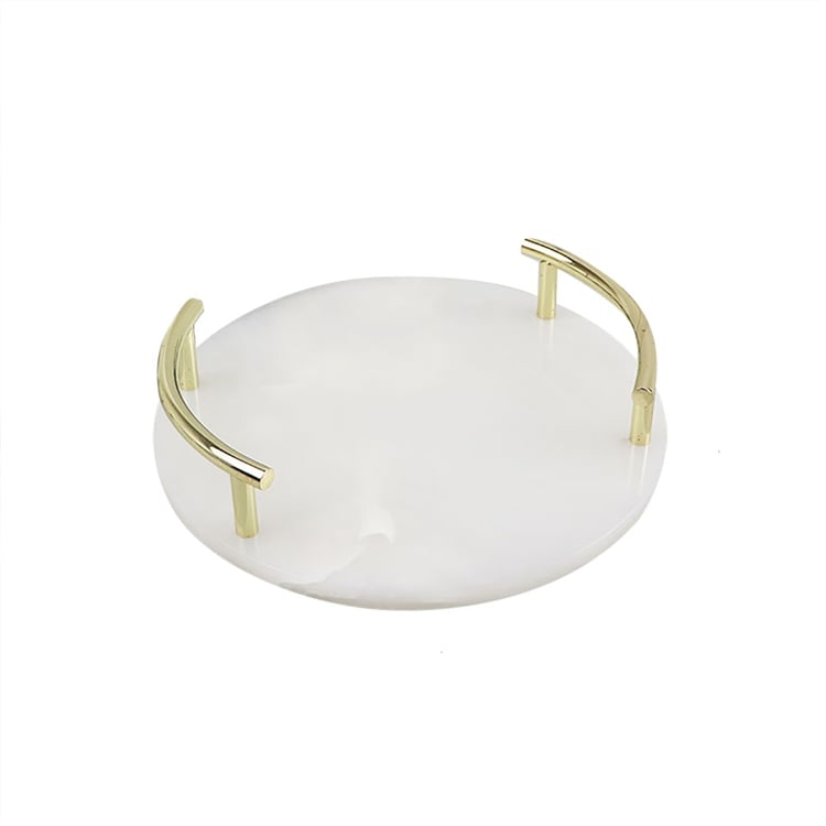 Luxury Contemporary Round Tray Desk Organizer in Marble | Homary UK