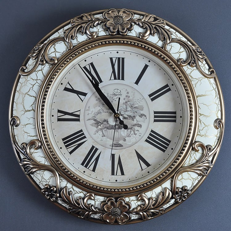 Classic European Retro Pastoral Style Carved Floral Round Large Wall ...