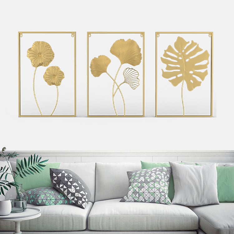 3 Pieces Natural Style Delicate Botanic Metal Wall Decor with ...