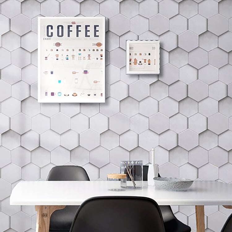Modern Concise Geometric in Silvery-White Peel and Stick Wallpaper｜Homary