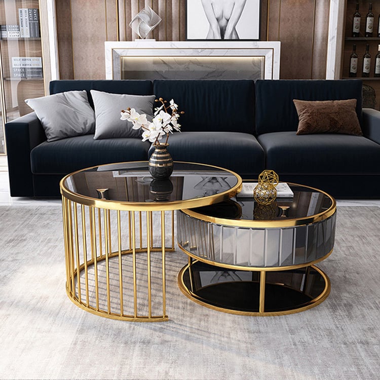 Round black and gold coffee table store
