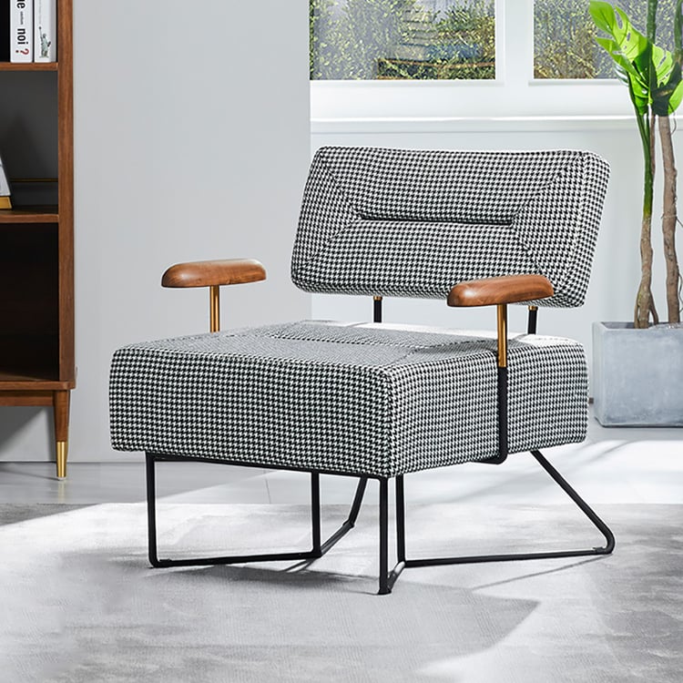 Single Sofa Chair Nordic Minimalist Living Room Houndstooth Fabric Sofa ...