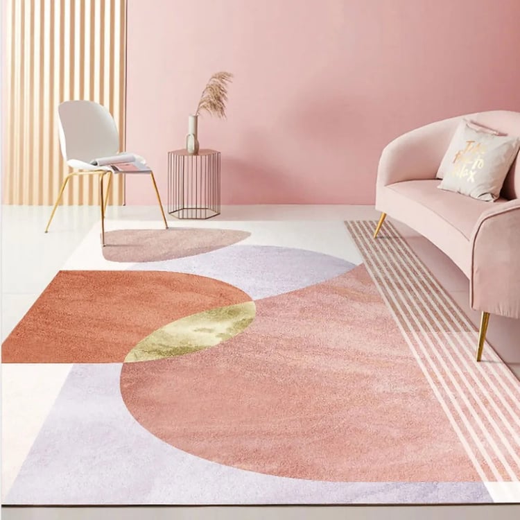 Abstract Pink Area Rug 5' x 7' Polyester Rectangle | Homary