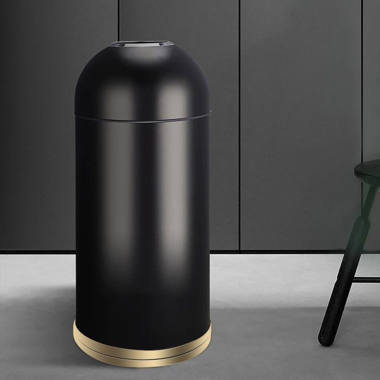 Modern 6.6 Gallon Large Round Kitchen Trash Can in Stainless Steel with ...