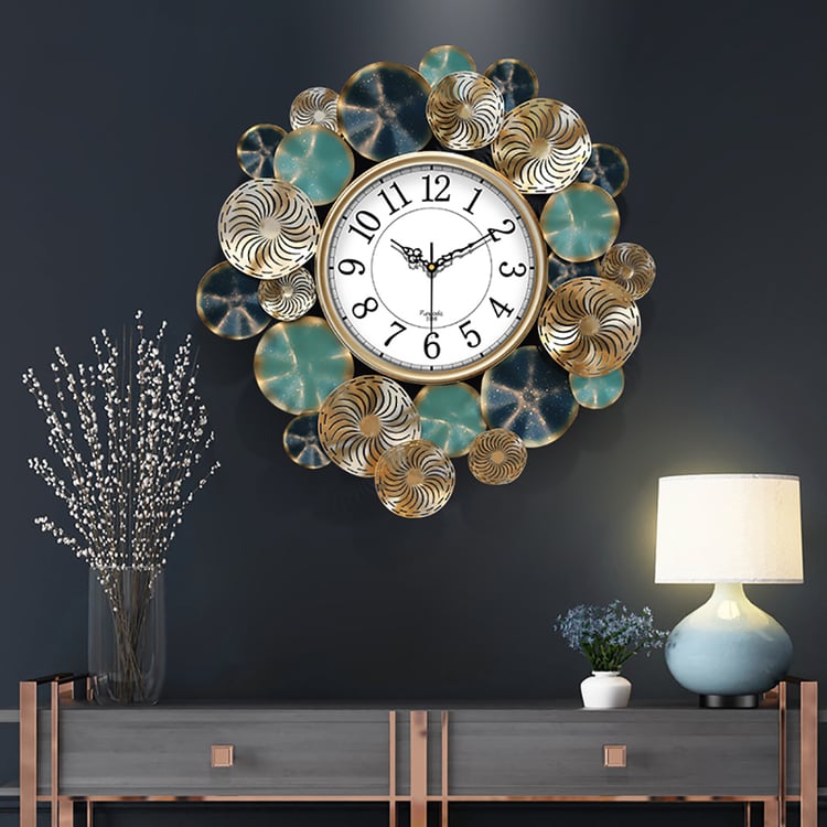 Multi-Color Lotus Leaves Arabic Digital Round Wall Clock｜Homary