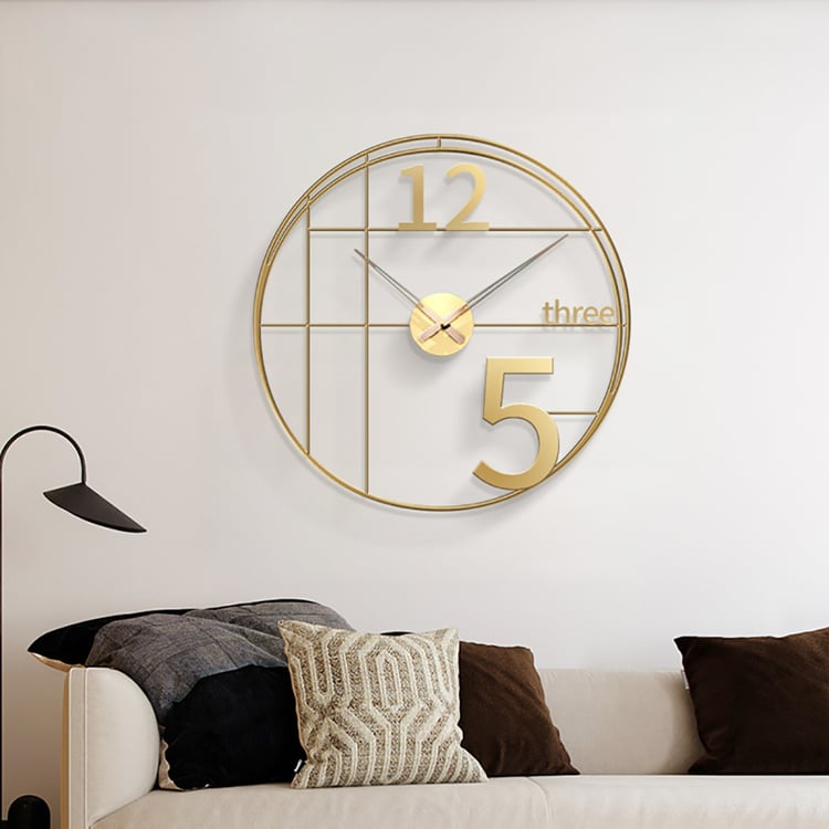 Gold 19.7" Golden 3D Modern Decorative Round Large Wall Clock | Homary