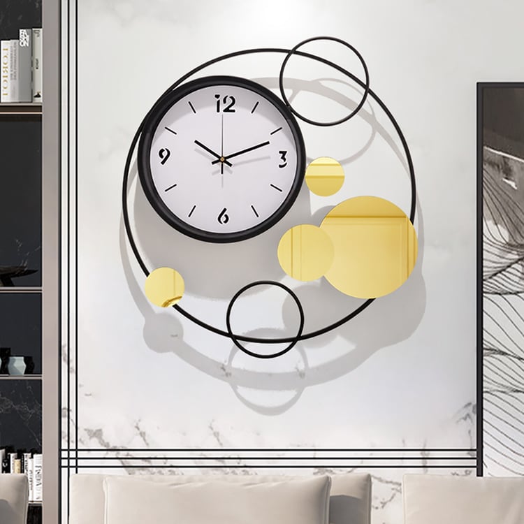 3D Geometric Circles Iron Art Mute Large Round Wall Clock｜Homary