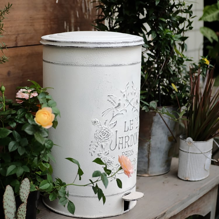 Retro Round Step-On Recycling Bin Large Capacity for Garden｜Homary UK