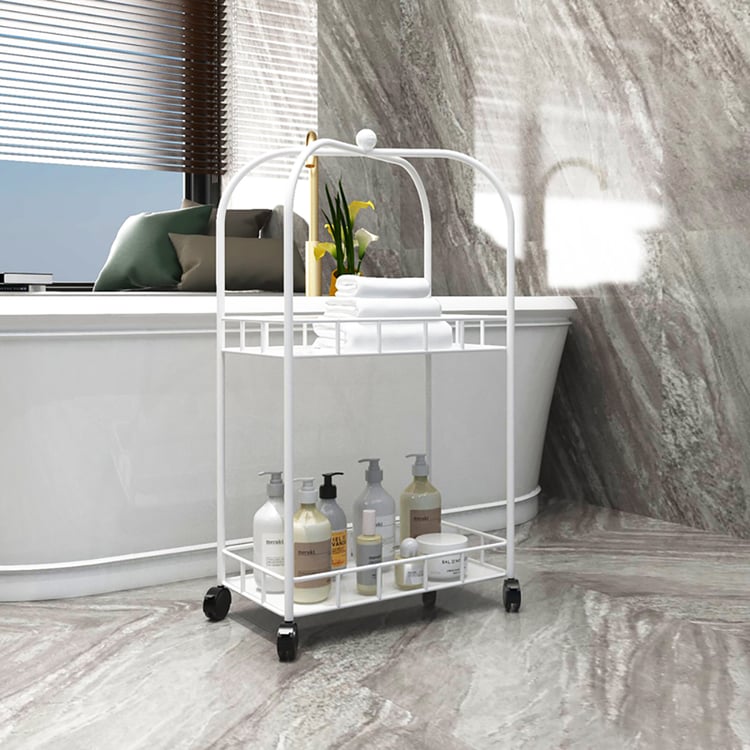 2 Tier Modern Gold Metal Storage Rolling Cart｜Homary
