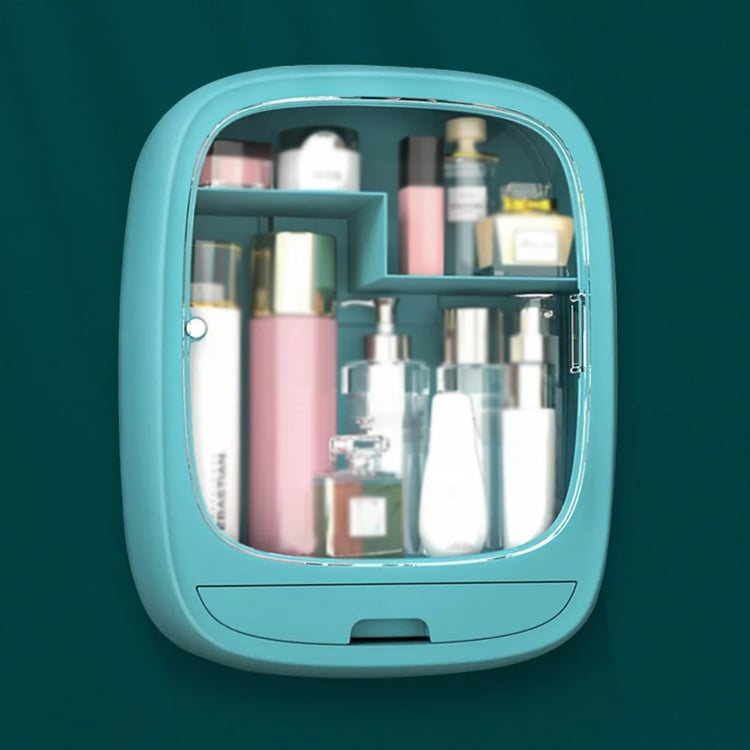 Wall-Mounted Rectangular Blue Cosmetic Storage Box Cute Makeup ...