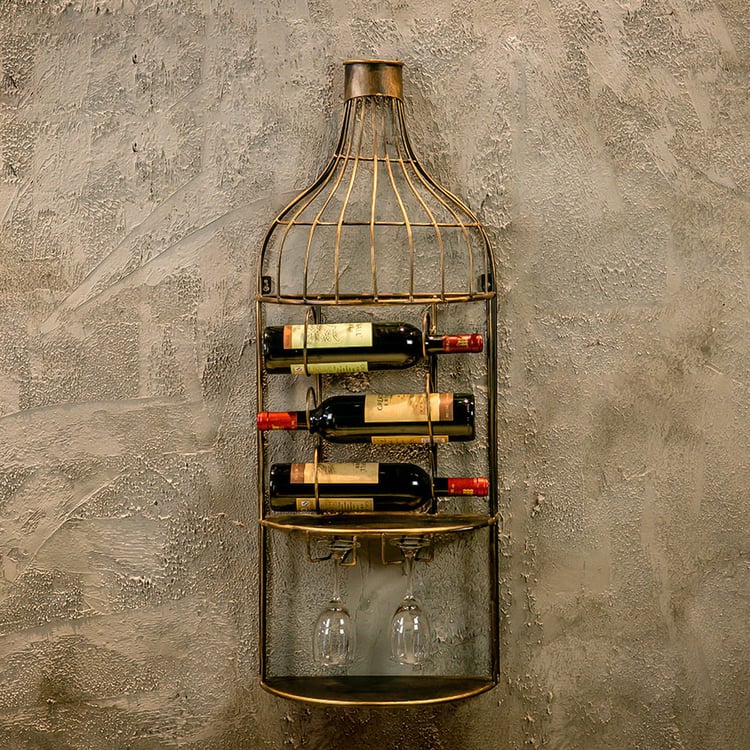 950mm Bronze Rustic Wall Wine Rack Bar Decoration | Homary UK