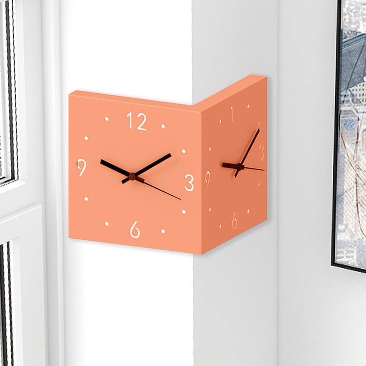 Modern Minimalist Style 3D Double-Sided Square Metal Corner Wall Clock ...