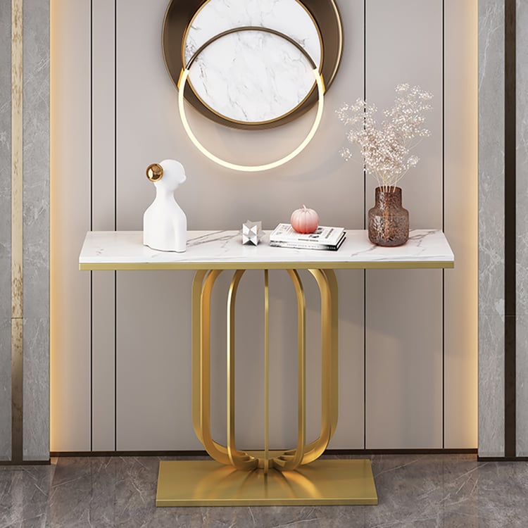 Modern Gold Console Table Decor with Marble Top and Metal Frame | Homary