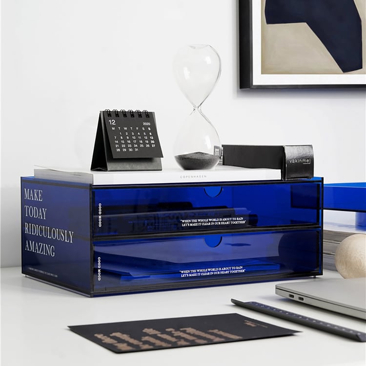 Acrylic 2 Tiers Desktop Organiser File Box with Storage Drawers｜Homary UK