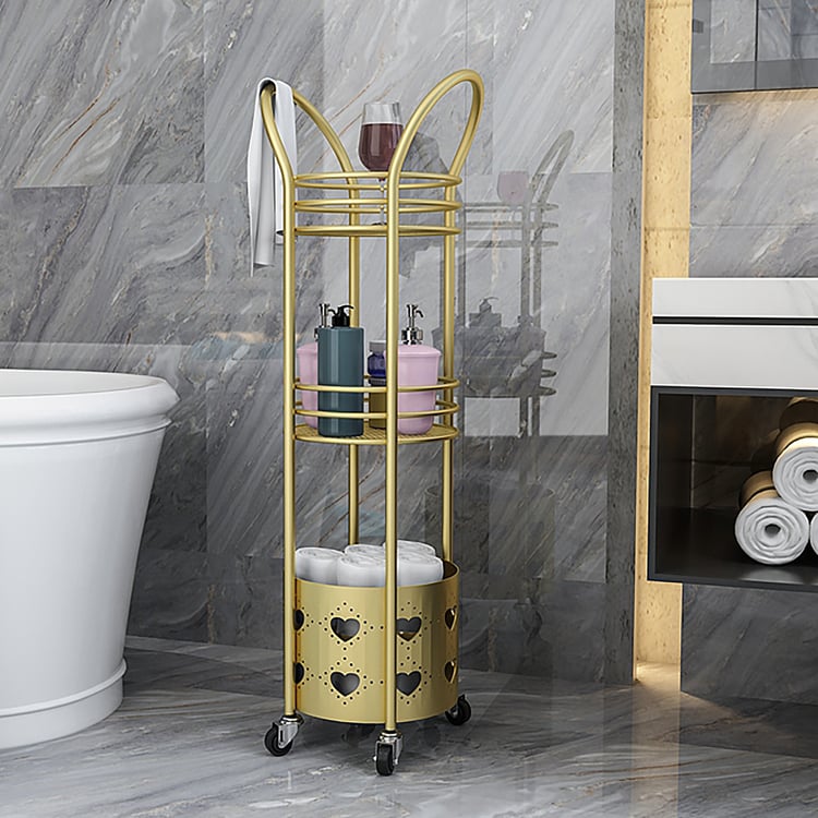 2-Tier Modern Bathroom Storage Rack with Basket on Wheels | Homary UK