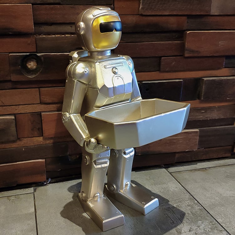 Modern Cool Robot Desk Organizer in Silver｜Homary