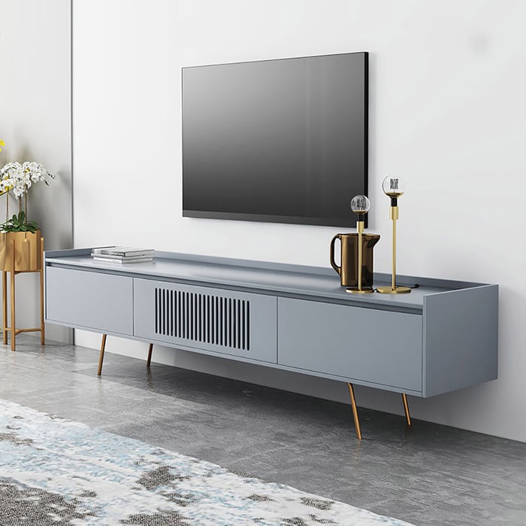 2200mm Grey TV Stand Nordic Media Console with 4 Doors in Large｜Homary UK