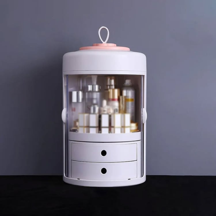 Pink Multifunction Desk Organiser with Portable Box in ABS｜Homary UK