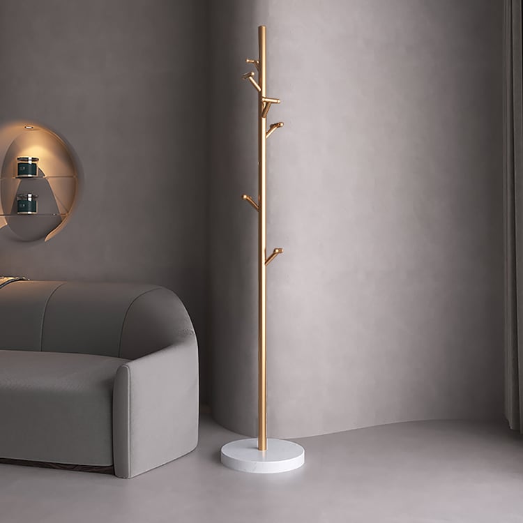 Scandinavian Style Standing Coat Stand with White Marble Base-Gold ...
