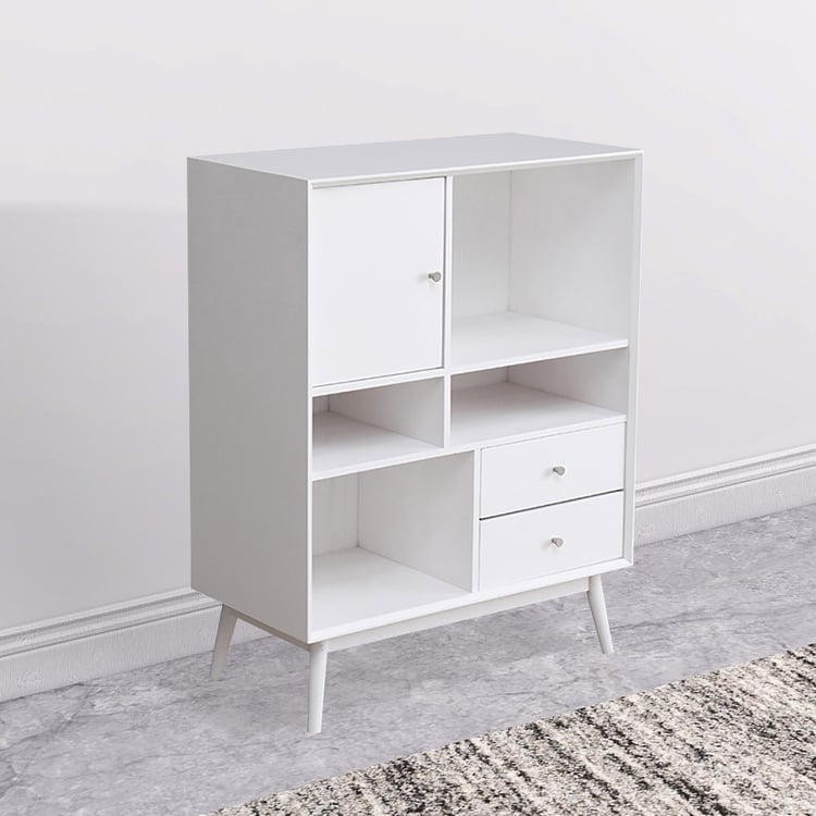Modern Minimalist White Cabinet with Door & Drawers & Shelves in Small ...