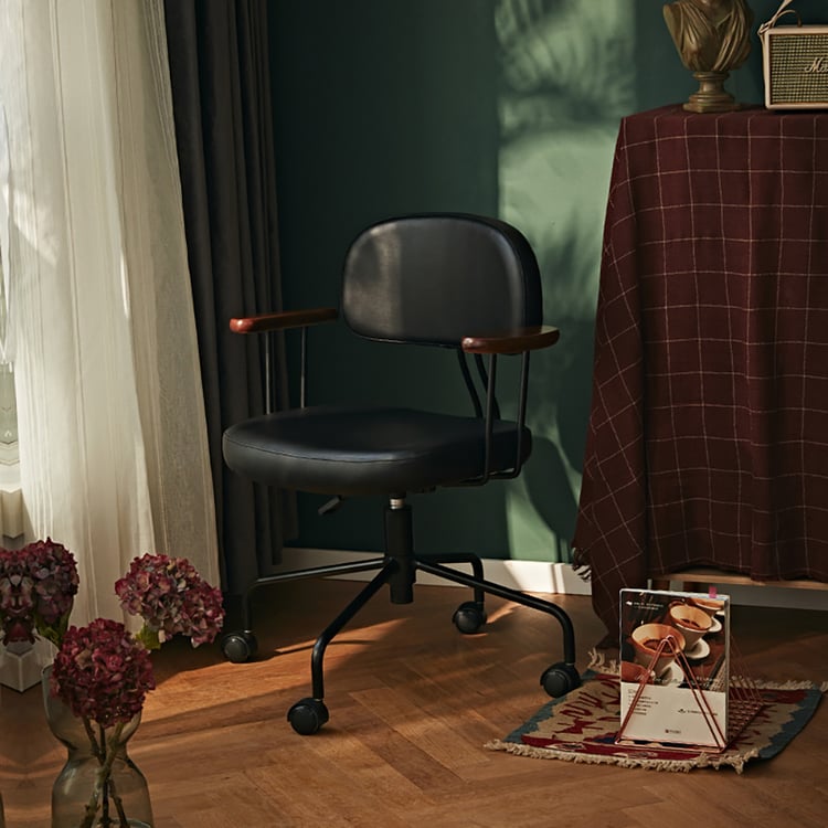 Modern PU Leather Task Chair Upholstered Height Adjustable Office Chair ...