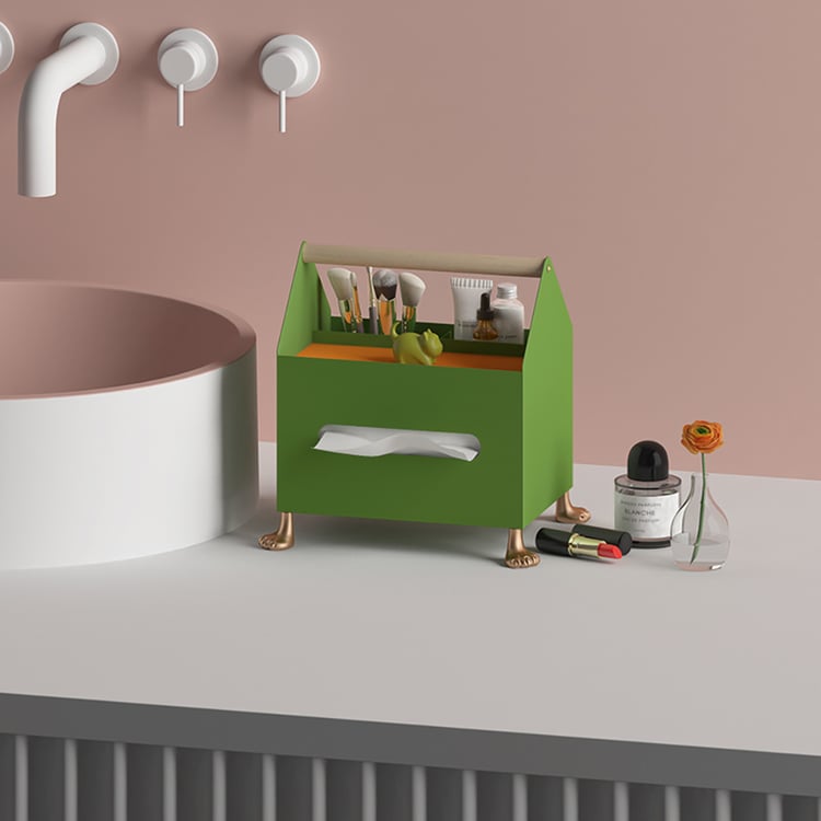 Pull-Out Tissue Box Storage Box Desk Organiser with Portable Handle ...