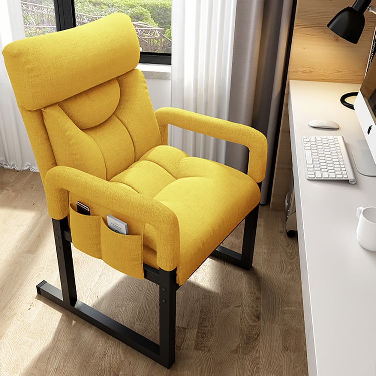 Yellow Office Chair Cotton&linen Task Chair Adjustable Chair with ...