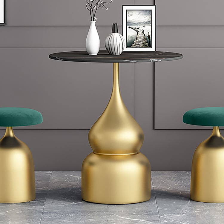 Modern Round Bar Table Sintered Stone Top & Metal Base in Gold Pub ...
