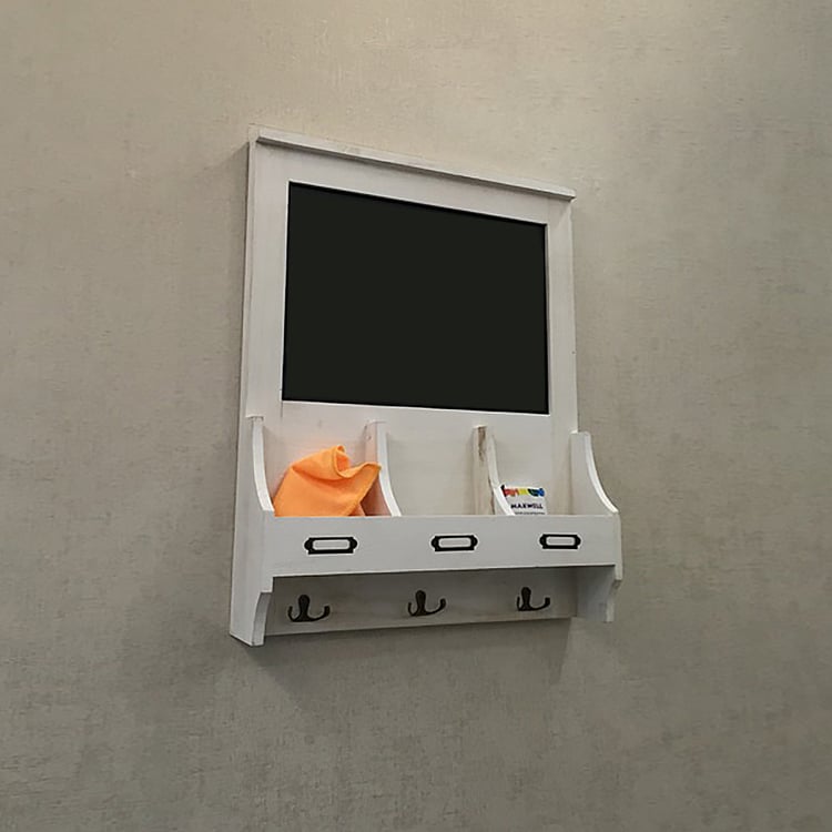 Retro Wooden Wall Organiser Memo Board with Hooks｜Homary UK