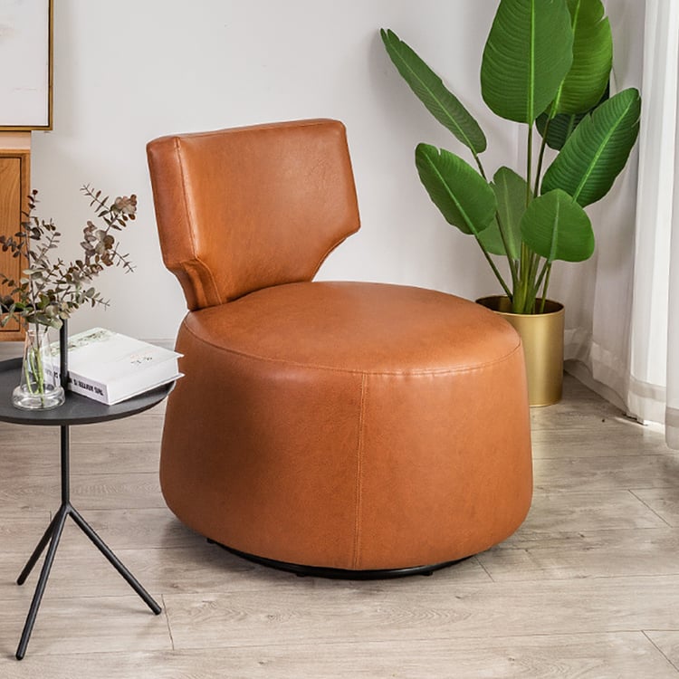 Brown Cute Chair Upholstered Accent Chair Swivel Chair｜Homary