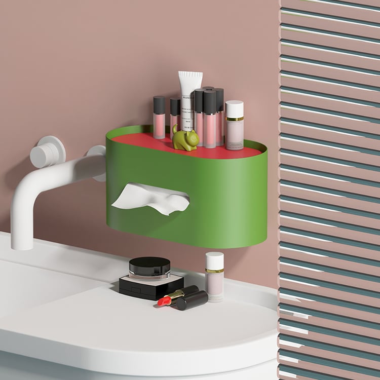 Bathroom Wall Mounted Double-Layer Tissue Box with Tray Top｜Homary UK