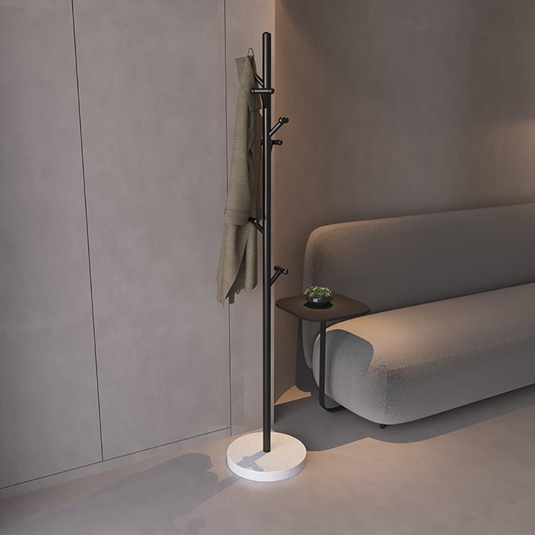Scandinavian Style Standing Coat Stand with White Marble Base-Black ...
