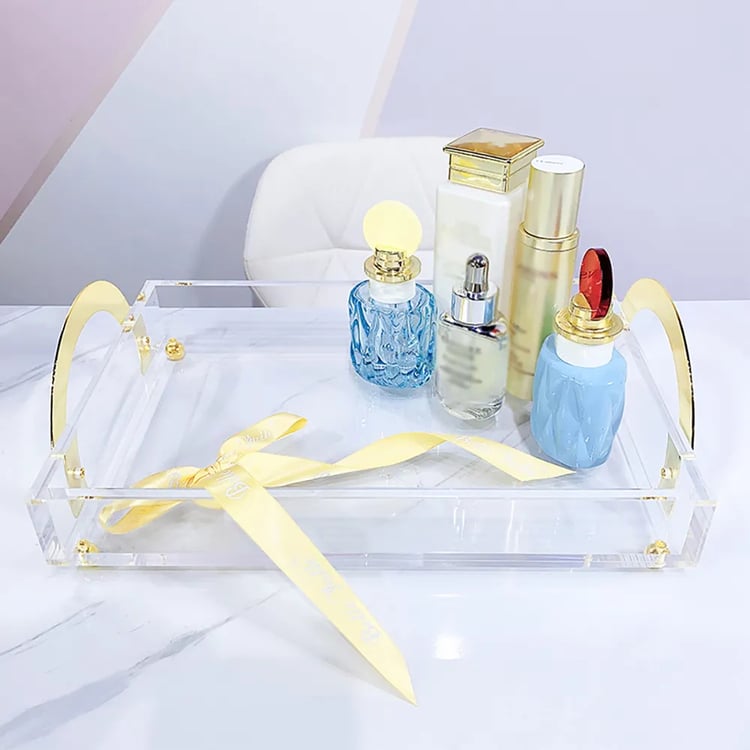 Modern Luxury Acrylic Makeup Tray Desktop Organiser with Handles ...
