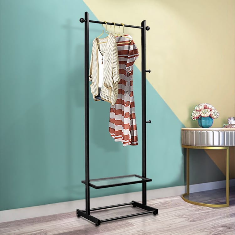 66.9'' Black Modern Freestanding Cloth Rack Clothing Hanging with ...